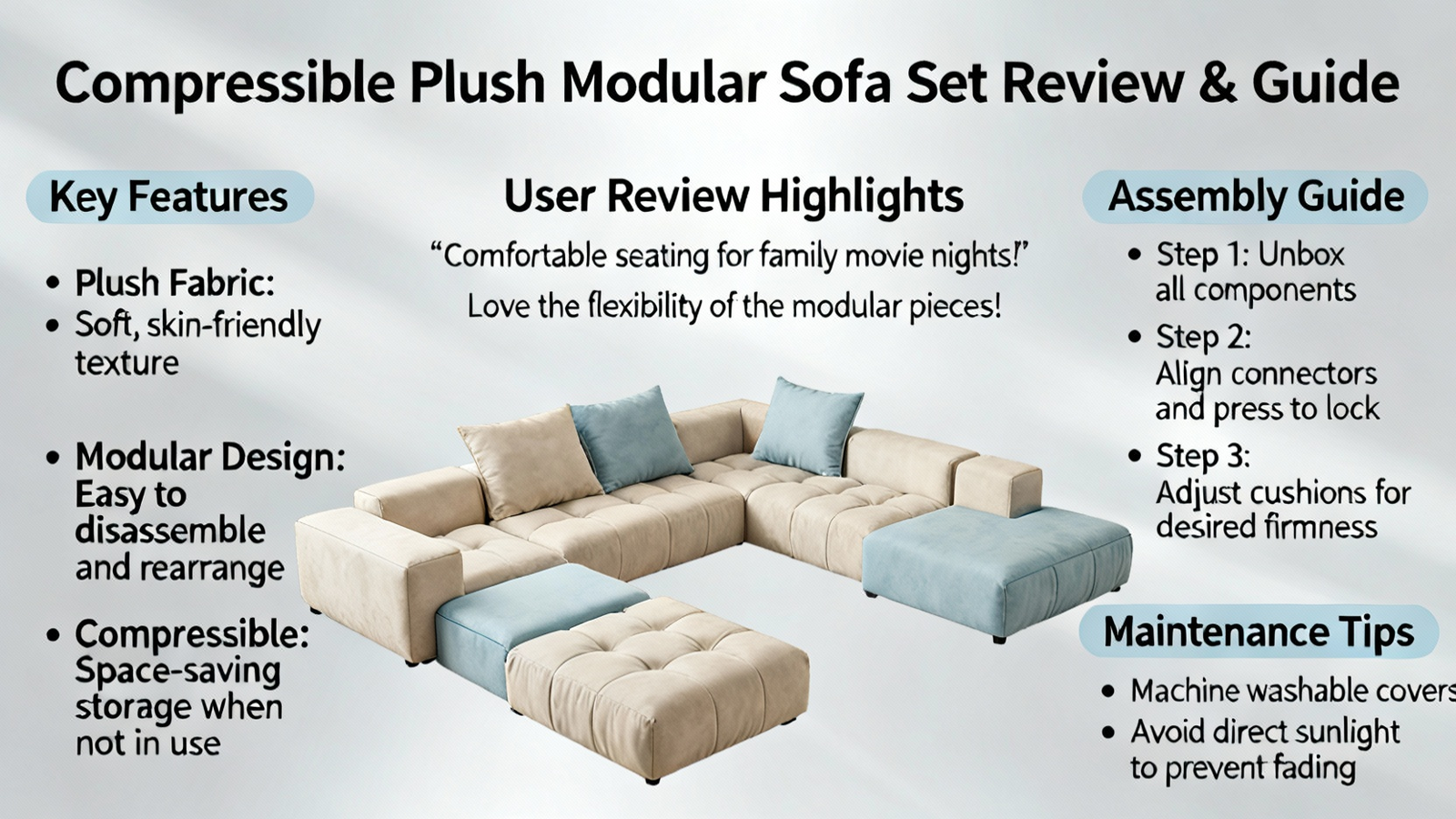 Compressible Plush Modular Sofa Set Review & Guide - HomeGearNest ...